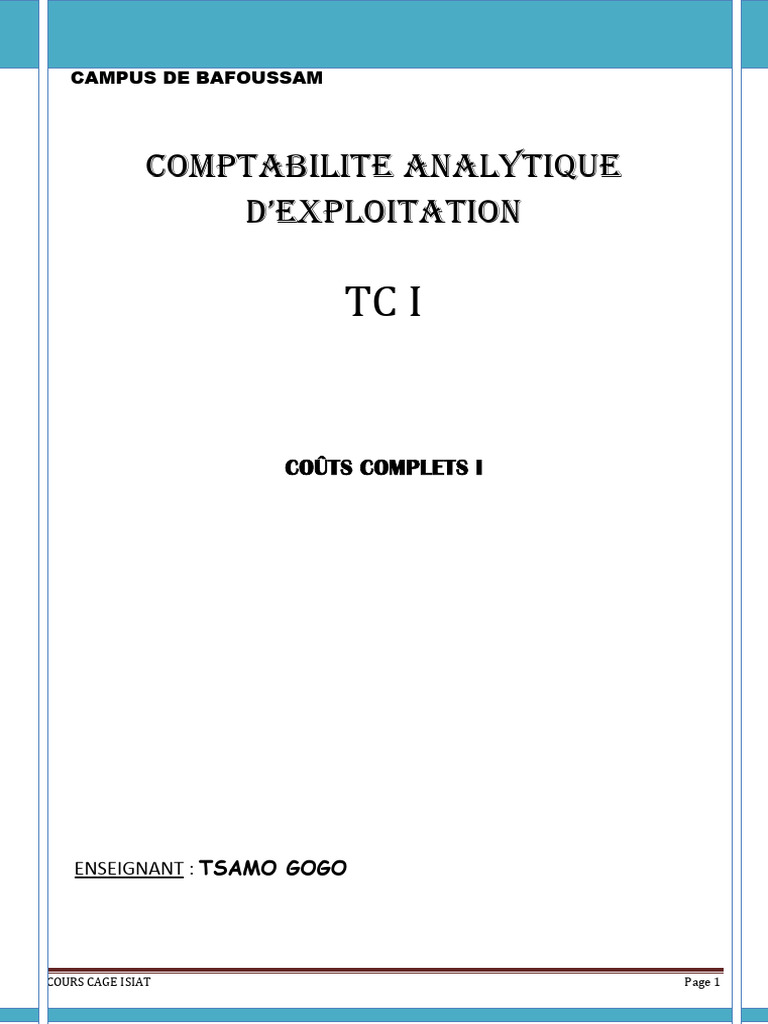 Compta Anal TC Isiat | PDF