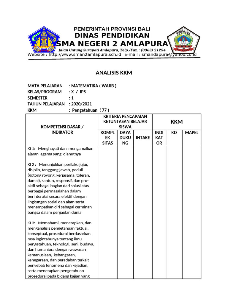 Analisis KKM | PDF