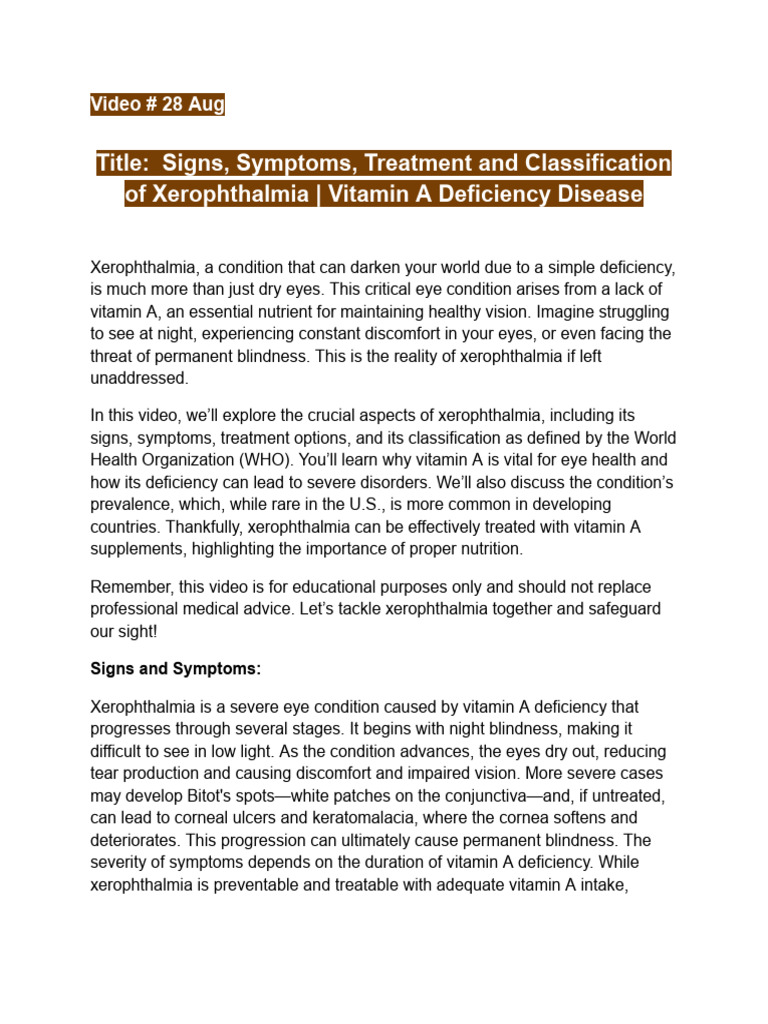 Eye Health: Combat Xerophthalmia | PDF | Vitamin A | Wellness