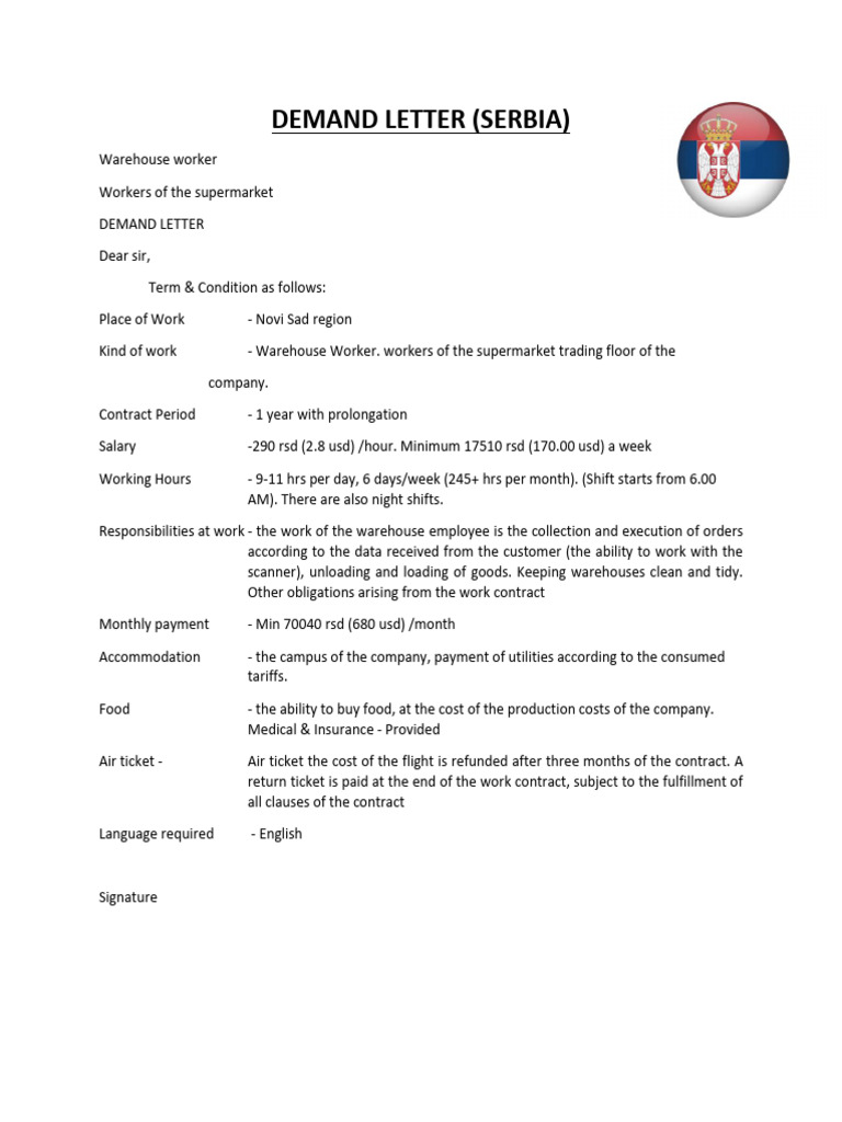 Serbia Demand Letter | PDF