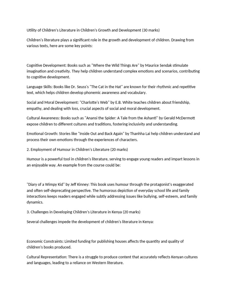 Children Lit Revision 2 | PDF | Children's Literature | History
