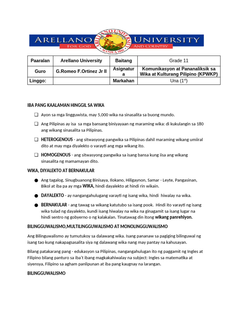 Bilingguwalismomultilingguwalismo at Monolingguwalismo | PDF