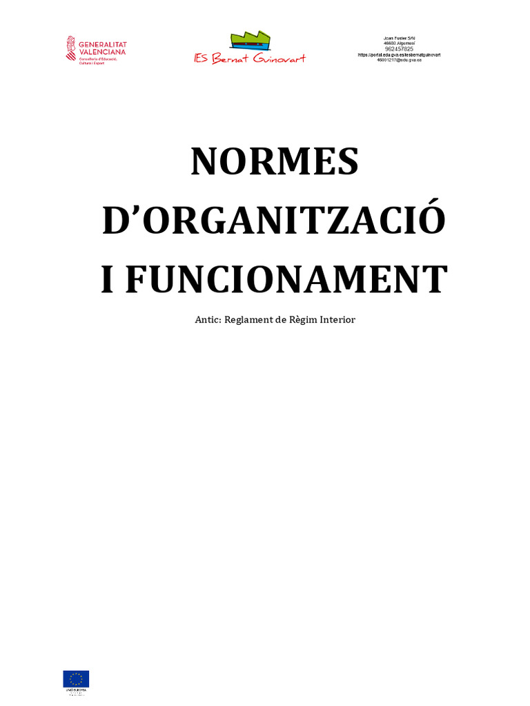 Normes Dorganitzacio I Funcionament | PDF
