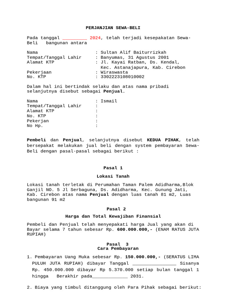 Perjanjian Sewa-Beli | PDF