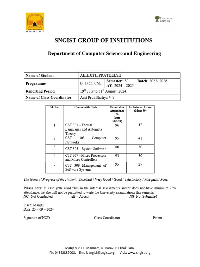 Progress Reports | PDF