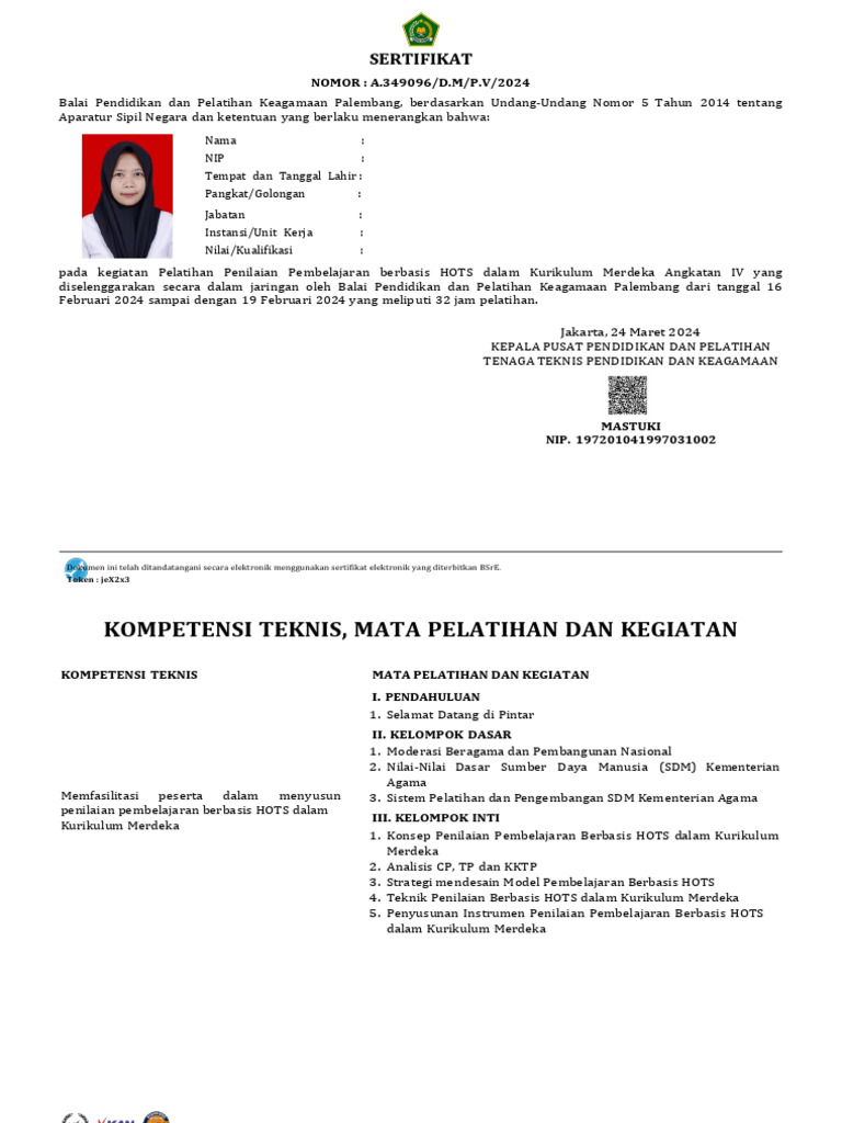 Sertifikat Pintar Leni Hots | PDF