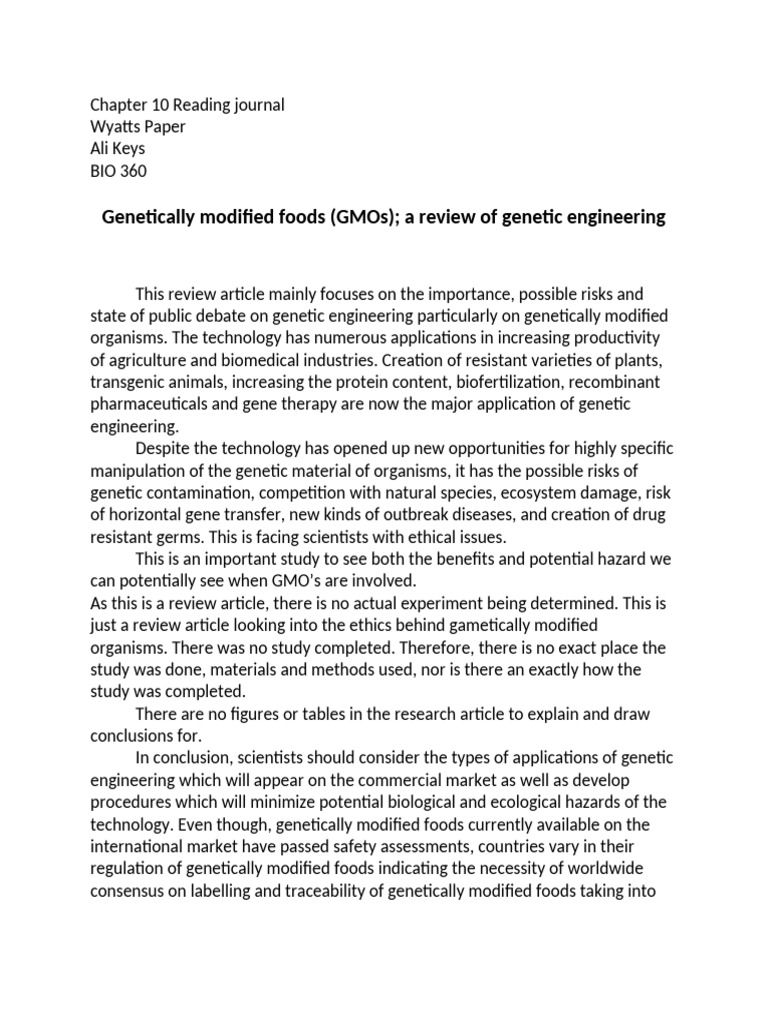 Chapter 10 Reading Journal - Wyatt | PDF