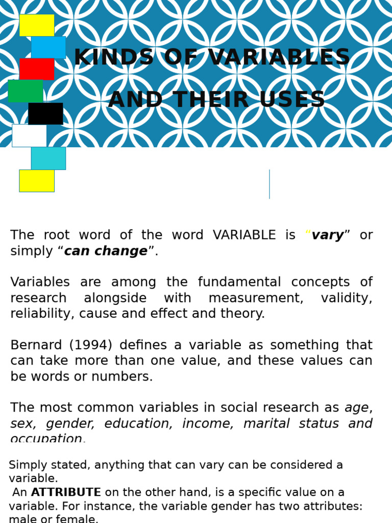 Kinds of Variables and Their Uses | PDF