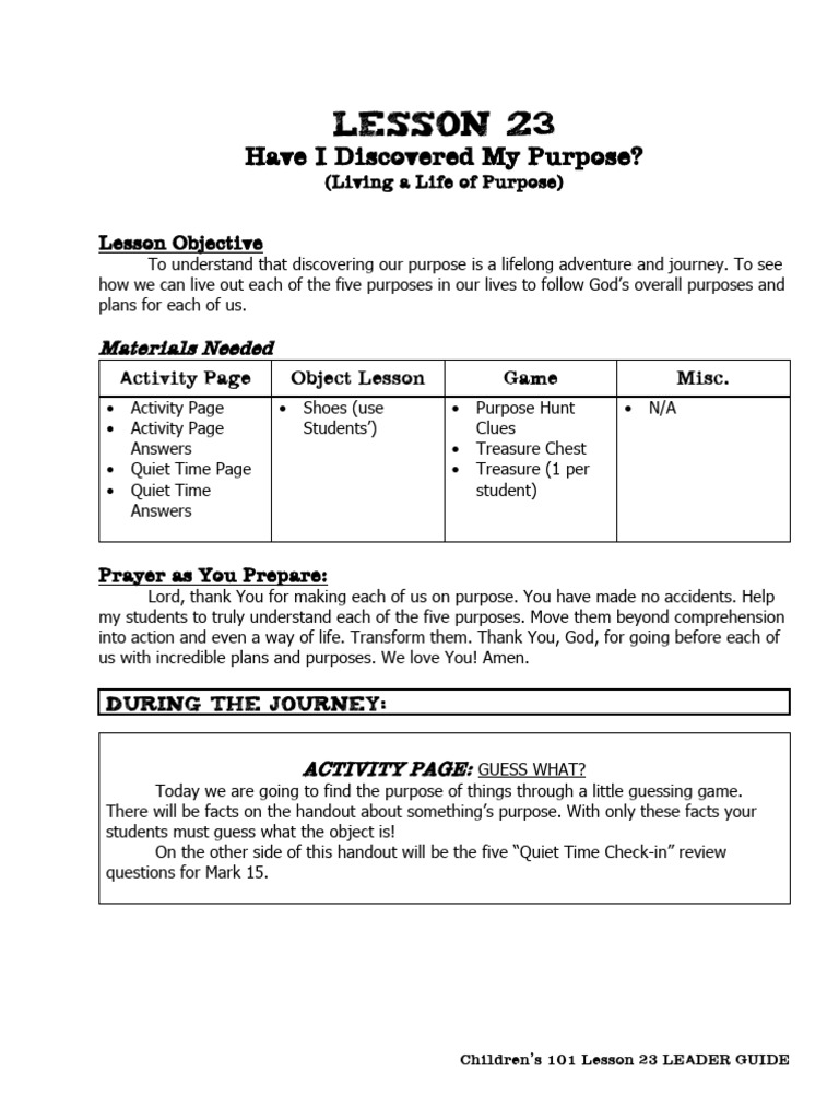 101 LG Lesson 23 | PDF