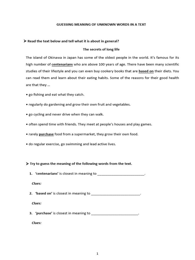 Guessing Meaning of Unknown Words | PDF