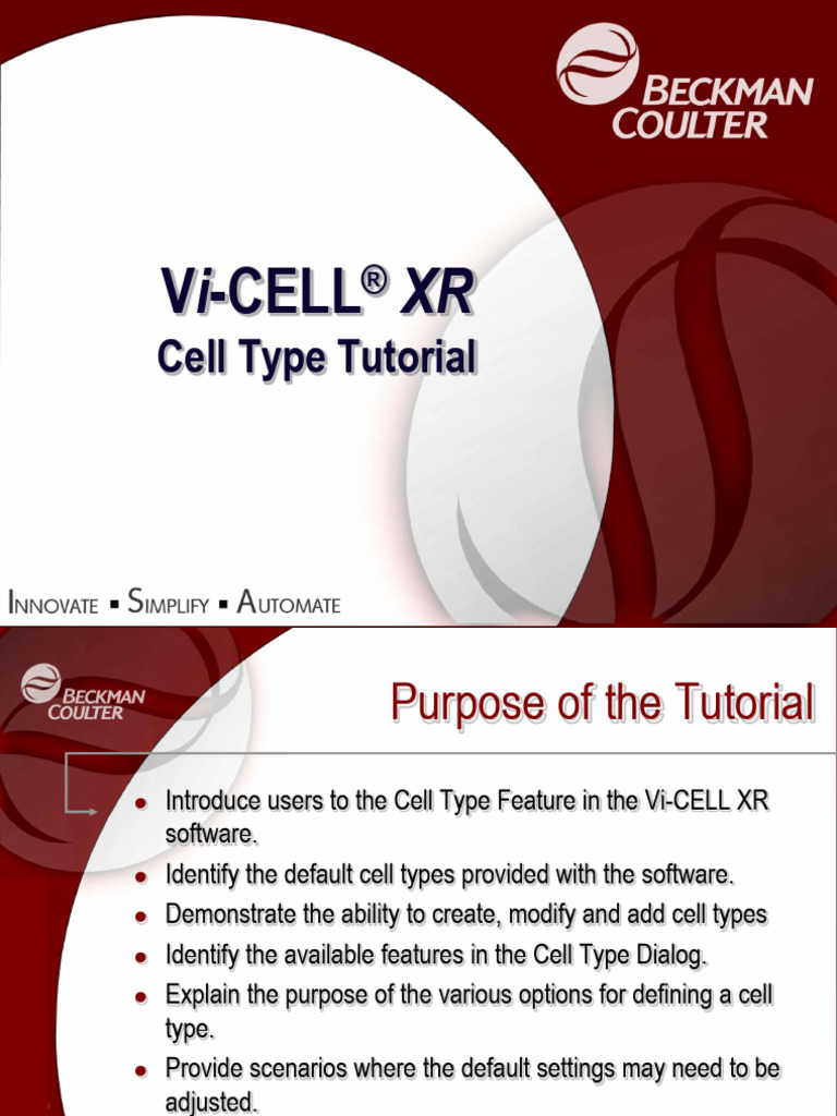 Flow Cytometers Vi Cell XR Product Instructions Cell Type Tutorial | PDF