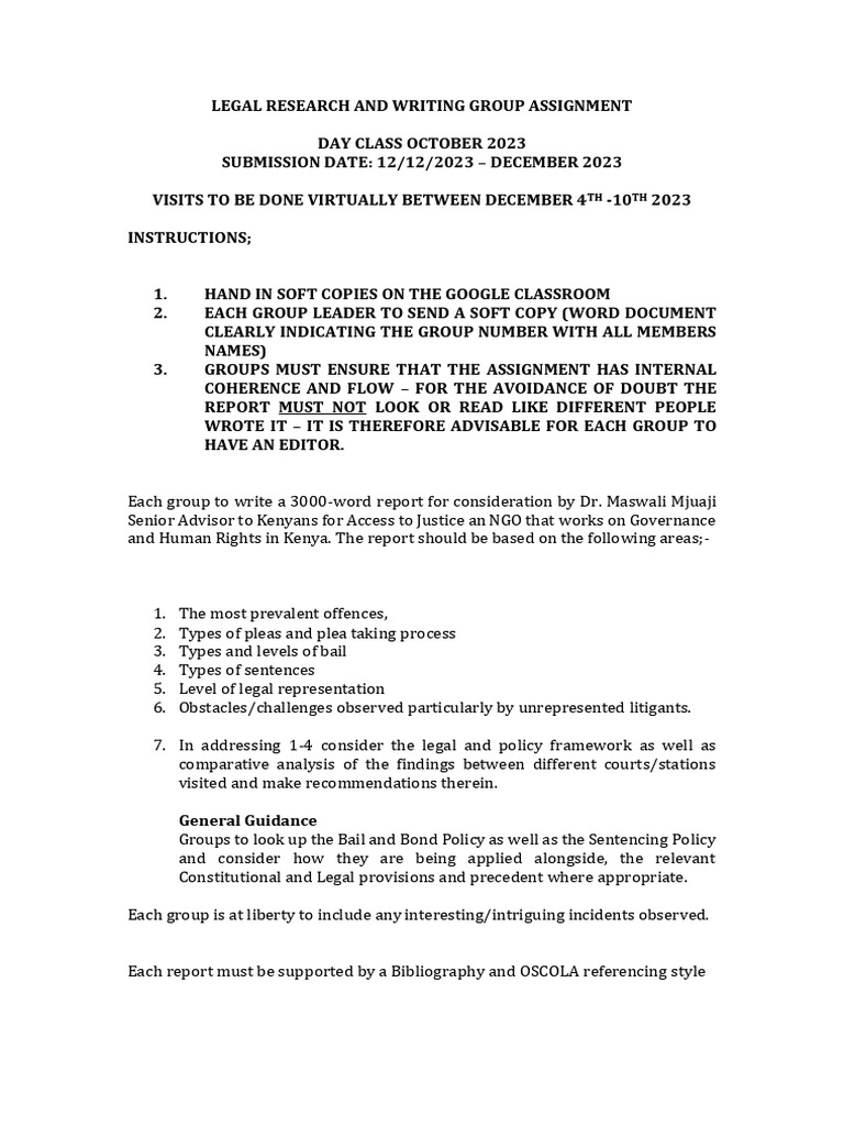 Court Visit Assignment November 2023 | PDF | Law