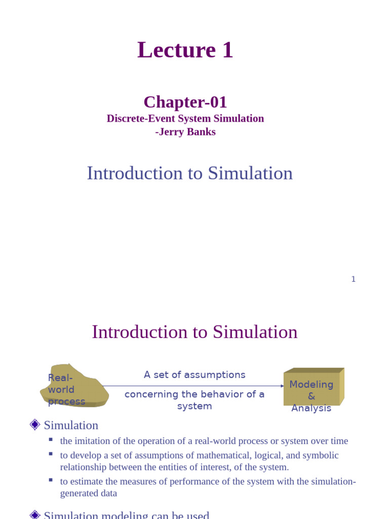 Lecture 1 - Introduction To Simulation Edited | PDF