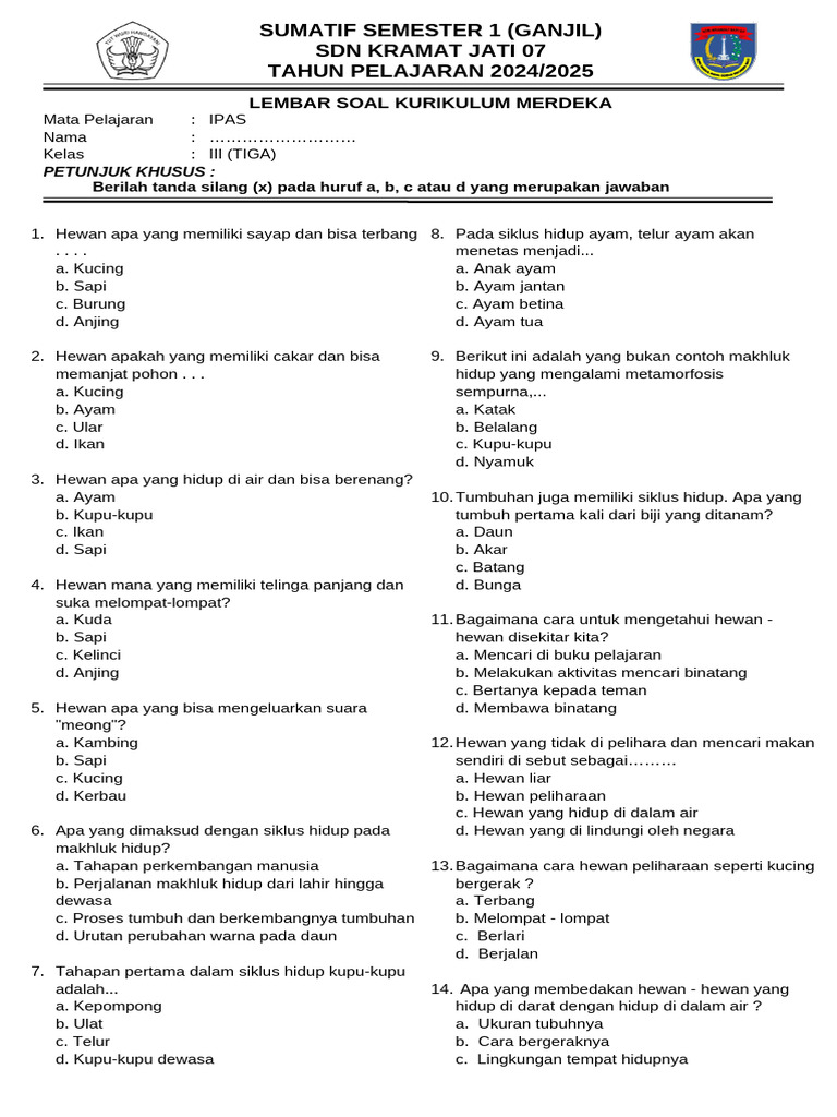 STS 1 Kelas III - IPAS | PDF
