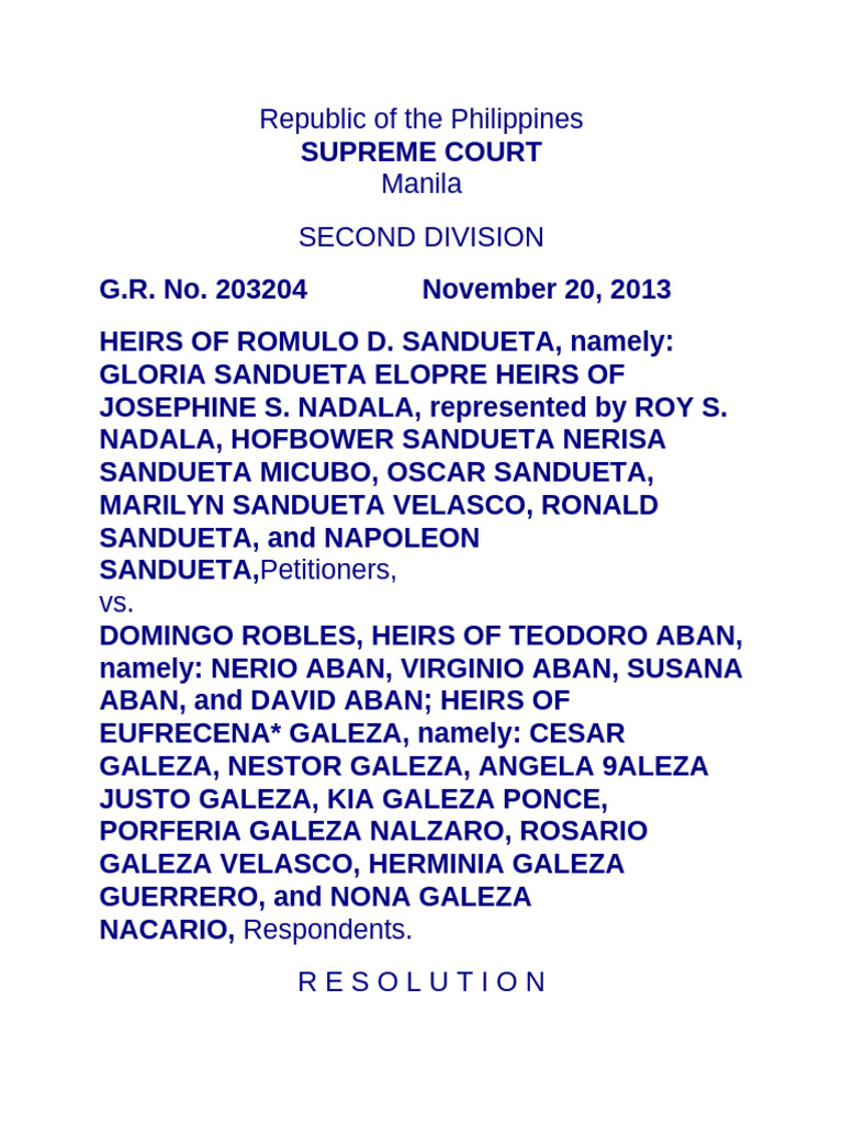 Heirs of Sandueta Vs Robles | PDF