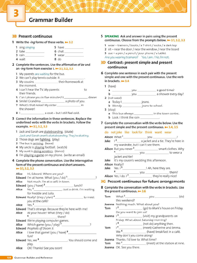 Present Continuous - Solutions - SB - Exercises | PDF
