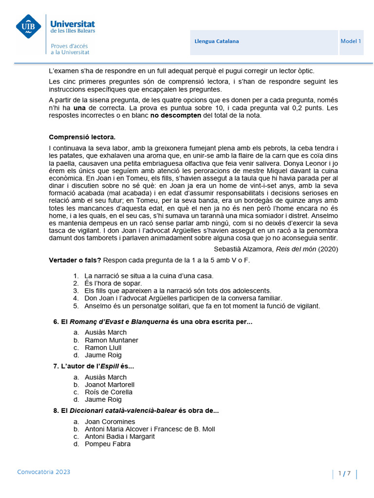 Catalana 2023 Uib | PDF