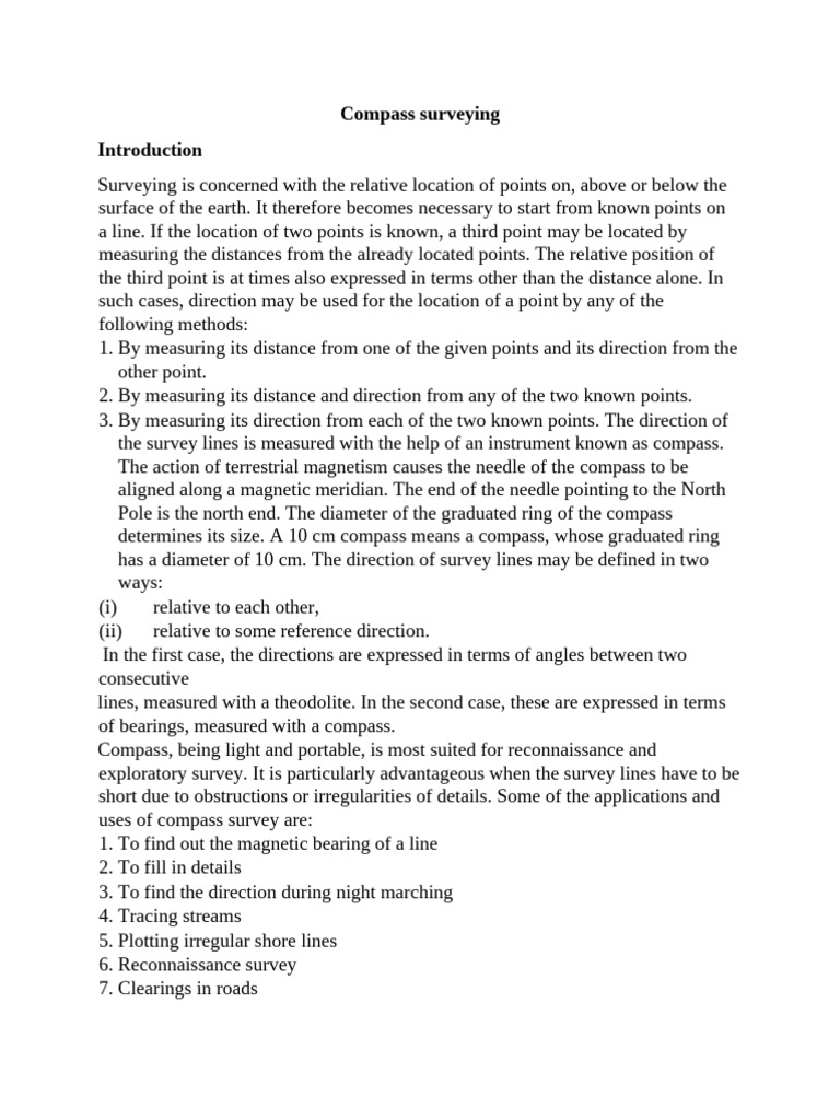 Compass Surveying | PDF