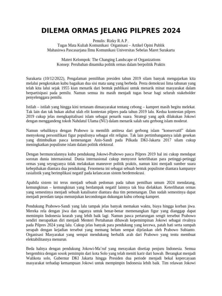 CONTOH - Artikel - Opini - Rizky RAP | PDF