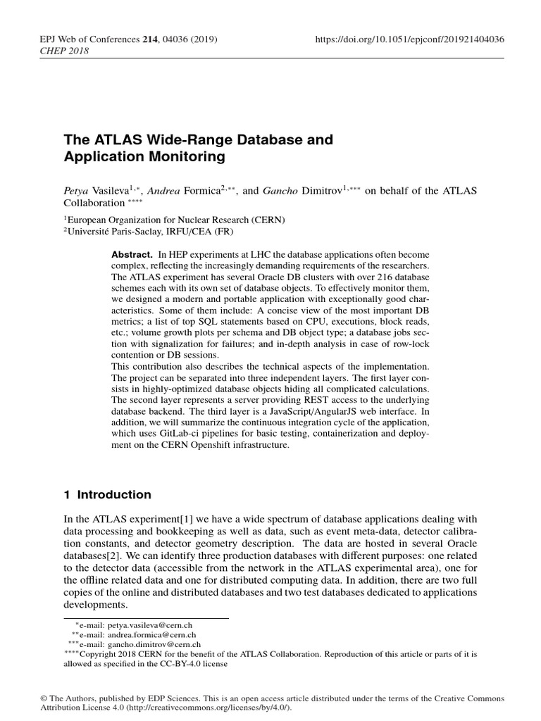 The ATLAS Wide-Range Database and Application Moni | PDF