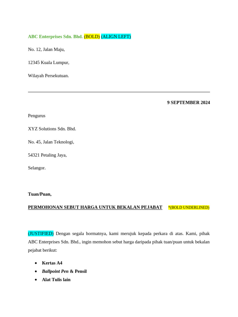 Contoh Surat Rasmi | PDF