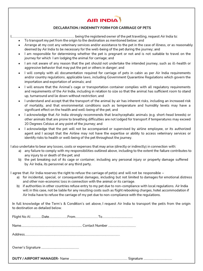 Indemnity Form | PDF | Pet