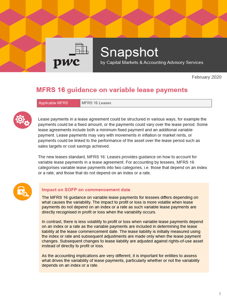 MFRS16 Guide Variable Lease Payments Feb2020 | PDF