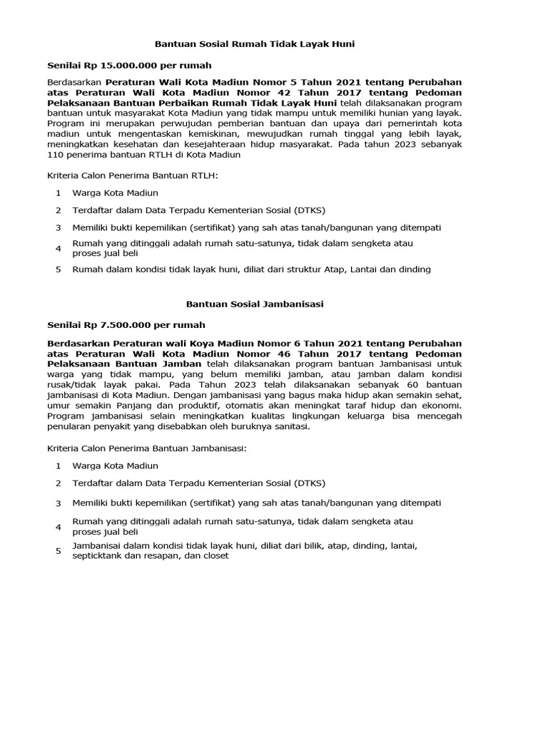 Narasi RTLH Jamban Lengkap SK | PDF