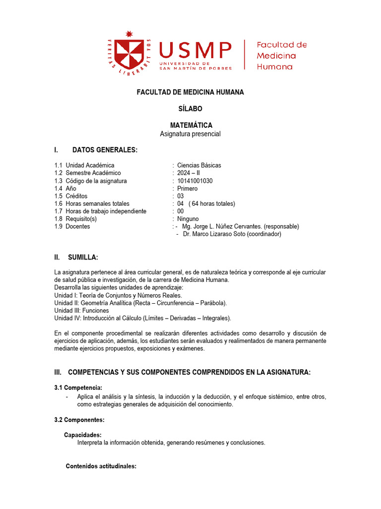 SILABO MATEMATICA 2024 II - v2 | PDF