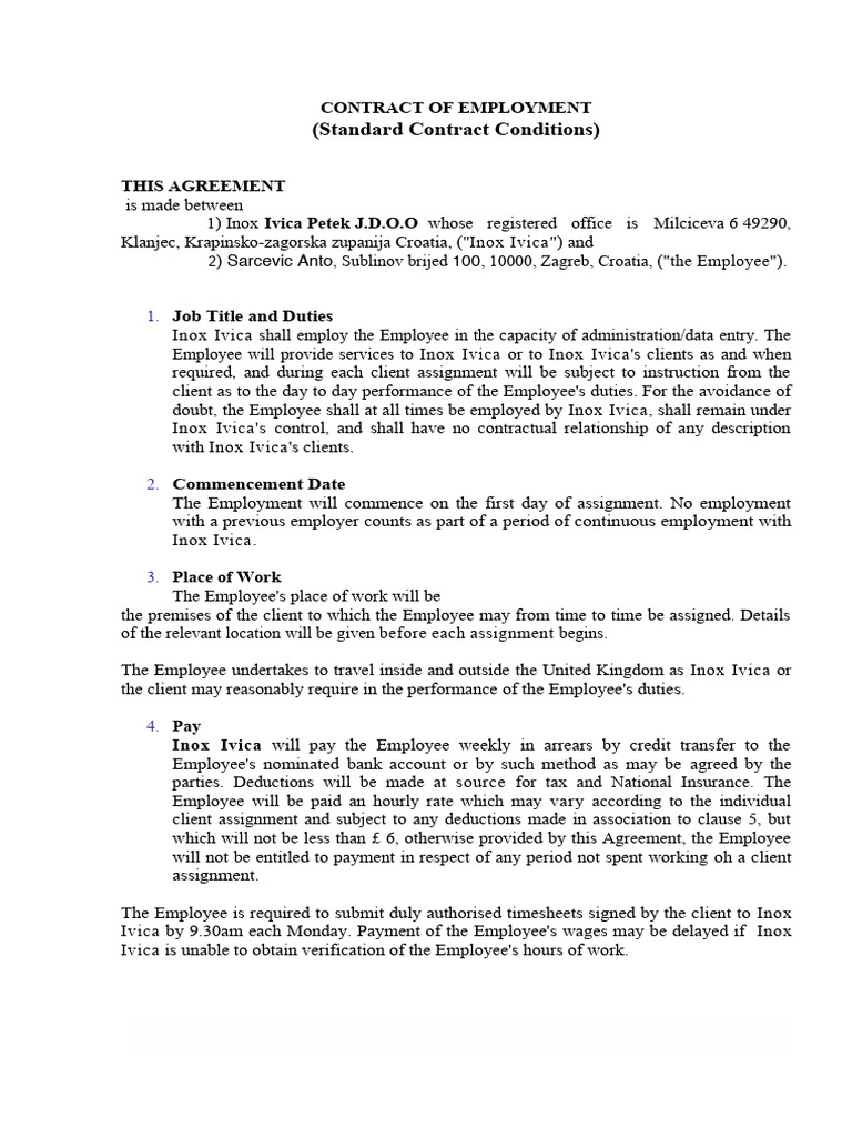 Contract 2 | PDF | Employment | Finance & Money Management