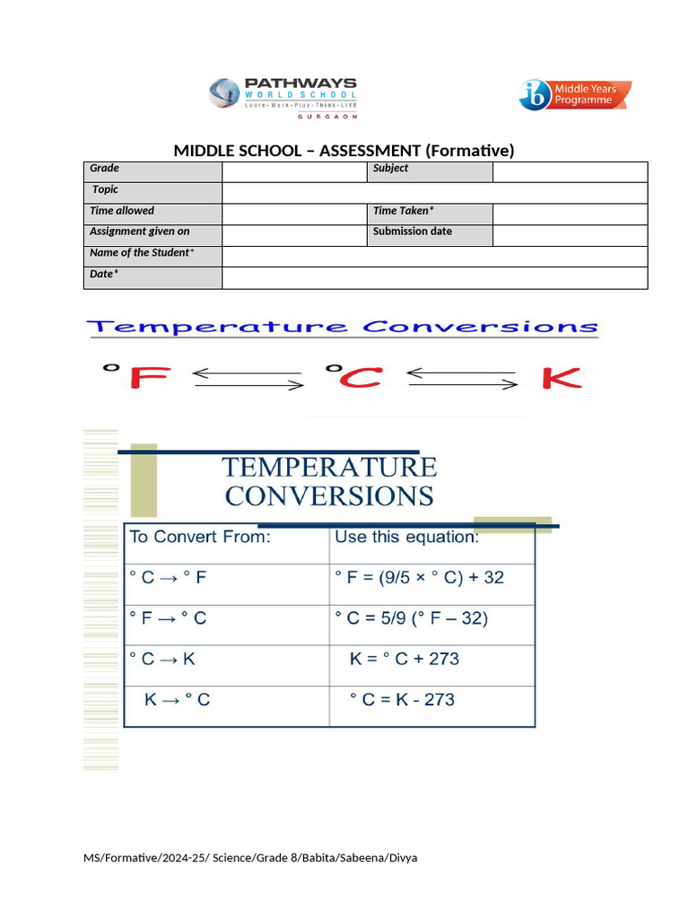 PWSUNP2556TSK2-MYP 3 Formative Temperature Conversion | PDF