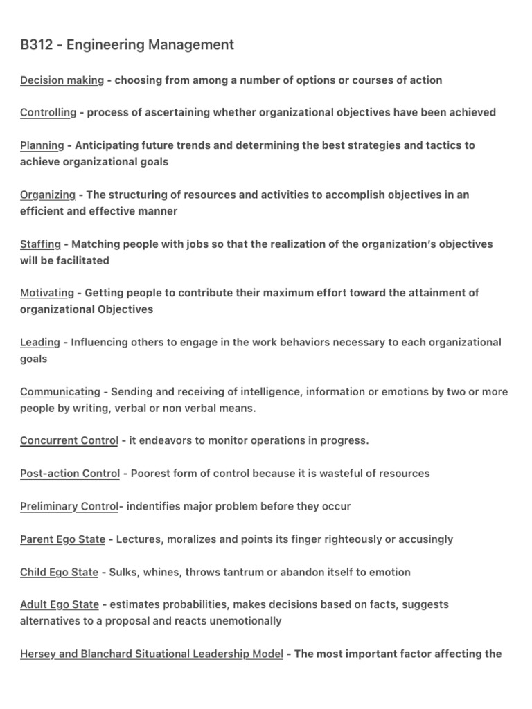 B312 Engineering Management | PDF