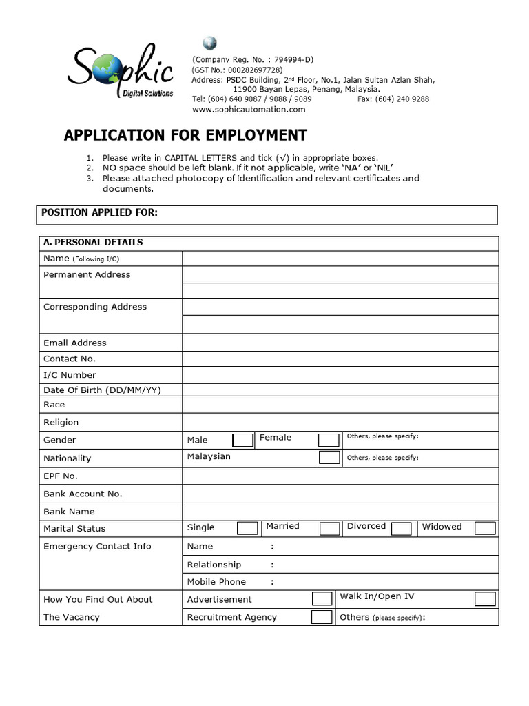 SA Application Form | PDF