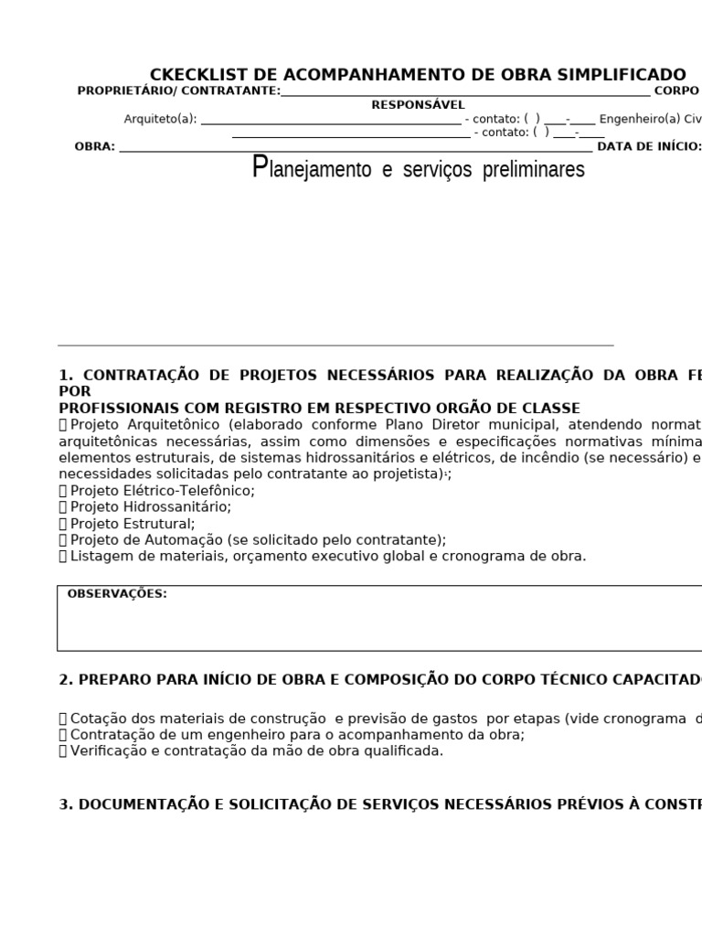 Checklist Cliente | PDF