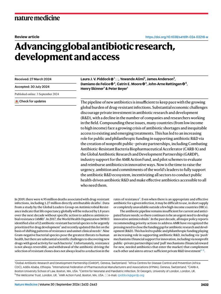 Advancing Global Antibiotic Research, Development and Access | PDF