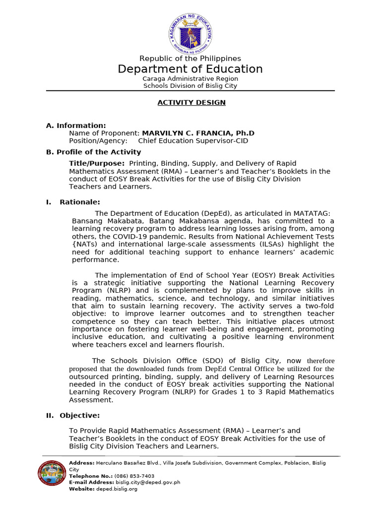 Activity-Design-RMA Activities | PDF