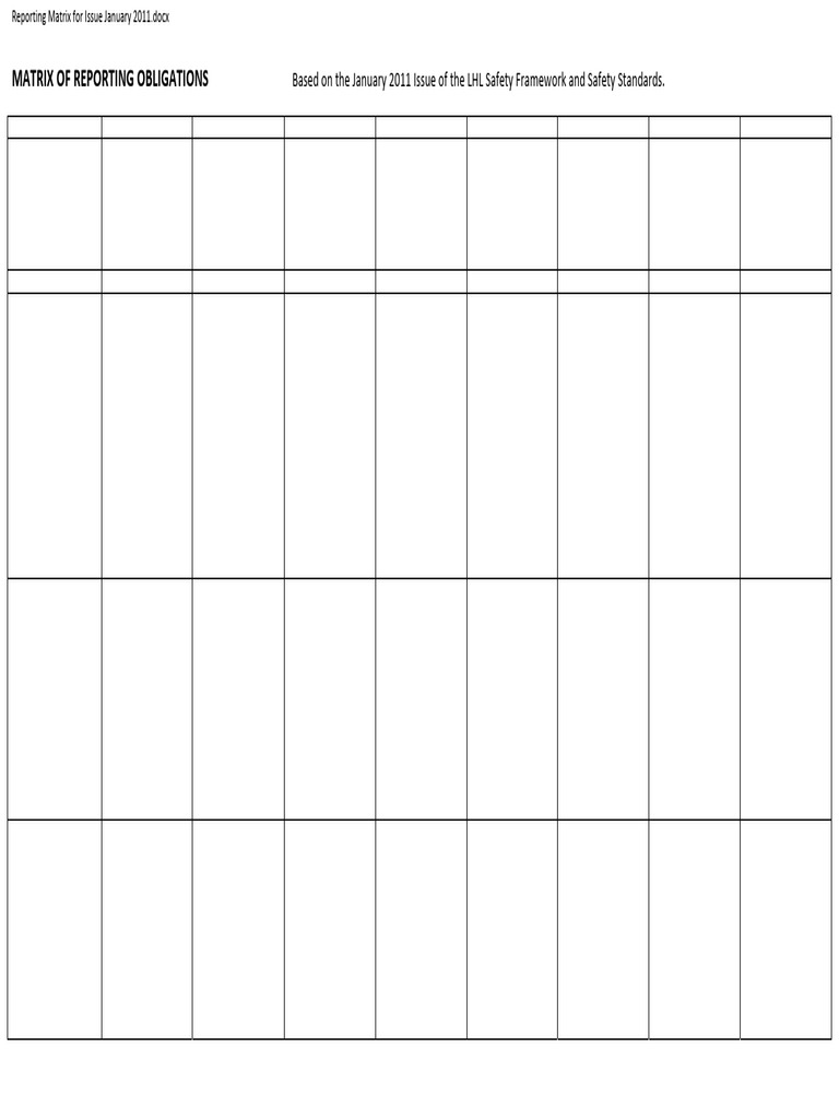 Reporting Matrix For Issue January 2011 SS Final | PDF