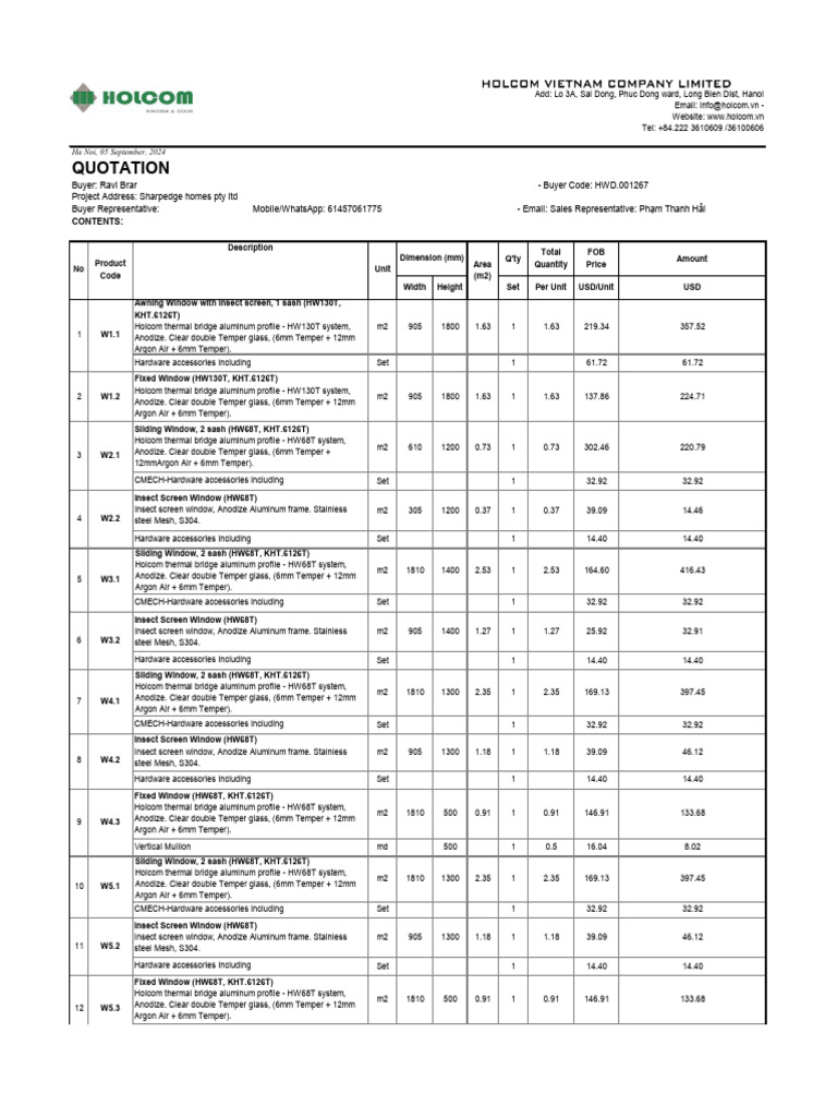 Quotation For Mr. Ravi Brar | PDF