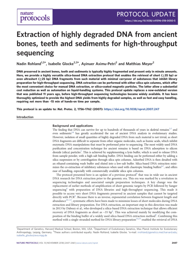 Extraction of Highly Degraded DNA From Ancient Bones, Teeth and ...