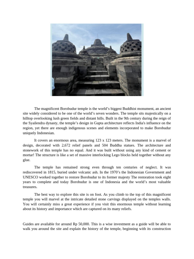The Description of Borobudur Temple | PDF
