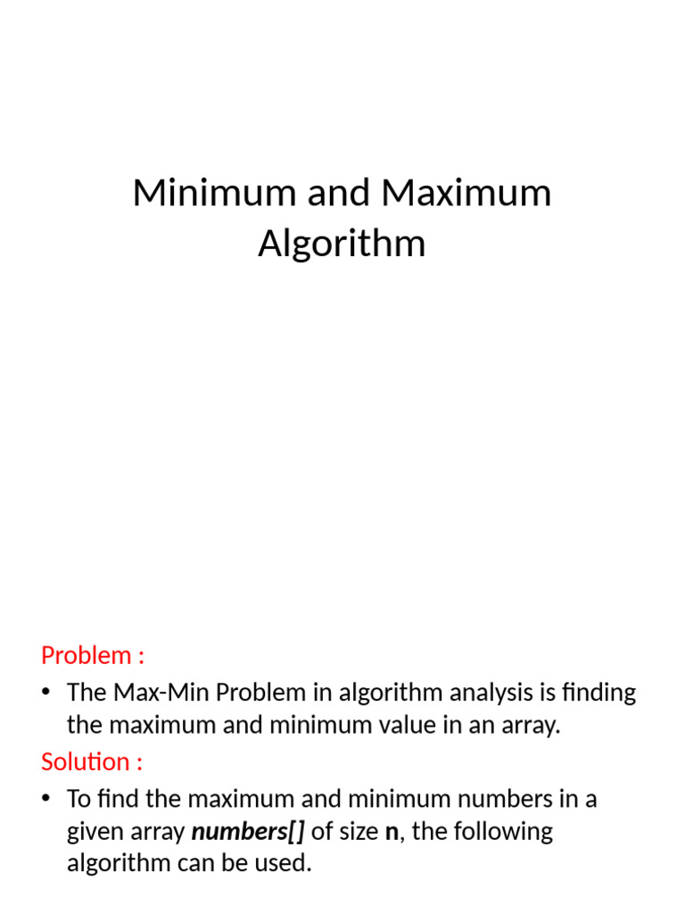 Minimum and Maximum Algorithm | PDF