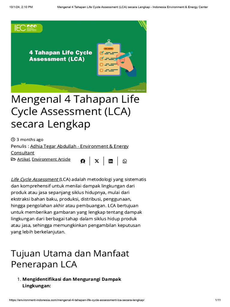 Mengenal 4 Tahapan Life Cycle Assessment (LCA) Secara Lengkap - Indonesia Environment & Energy ...