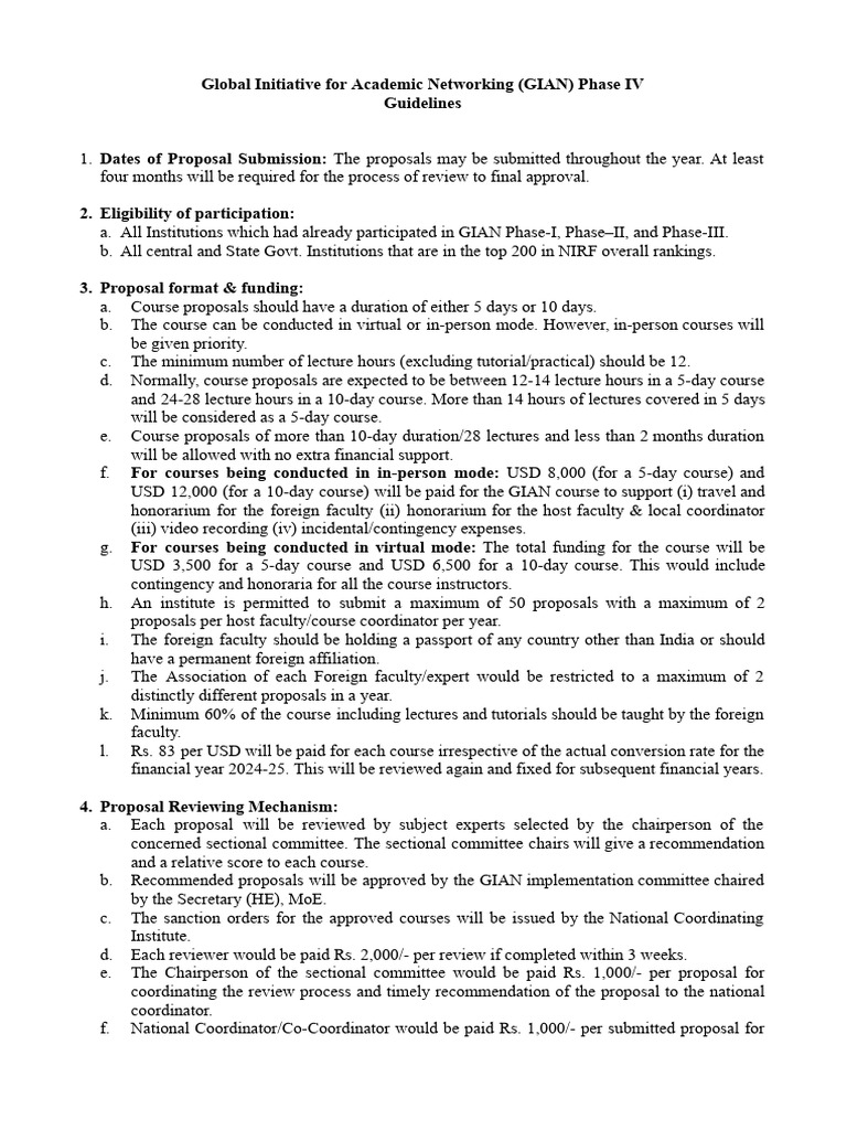 GIAN Guidelines - Phase IV | PDF