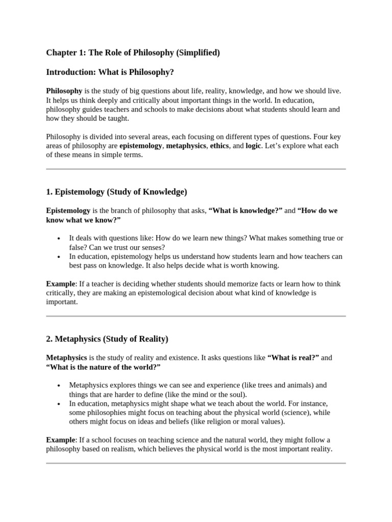 Chapter 1 Philosophy Notes | PDF