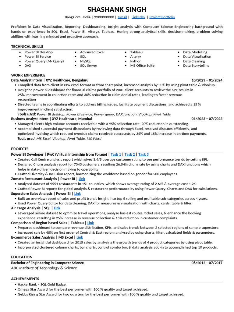 Sample Resume 2024 | PDF
