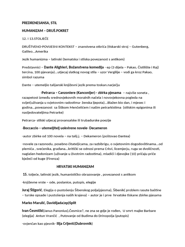 Razdoblja Humanizam Klasicizam 3 | PDF
