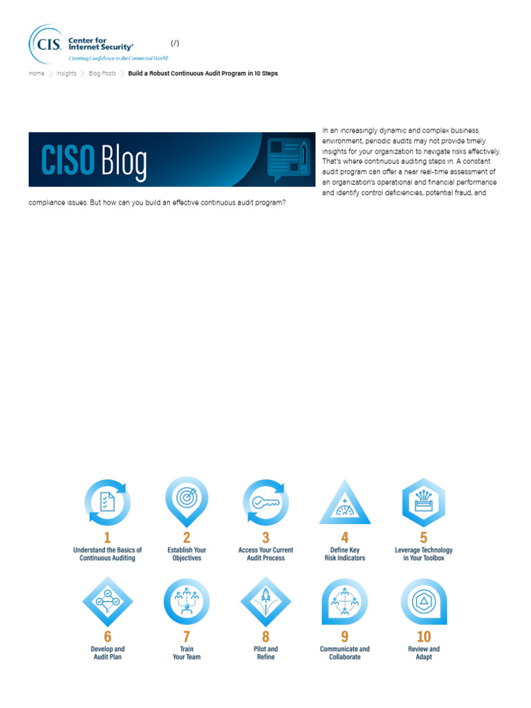 CIS - Build A Robust Continuous Audit Program in 10 Steps | PDF