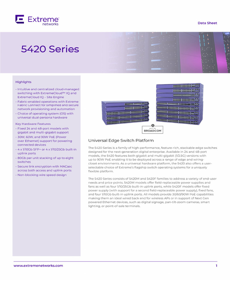 5420 Datasheet Map - 5420 DS 5420 1 en-US Extreme Datasheet | PDF