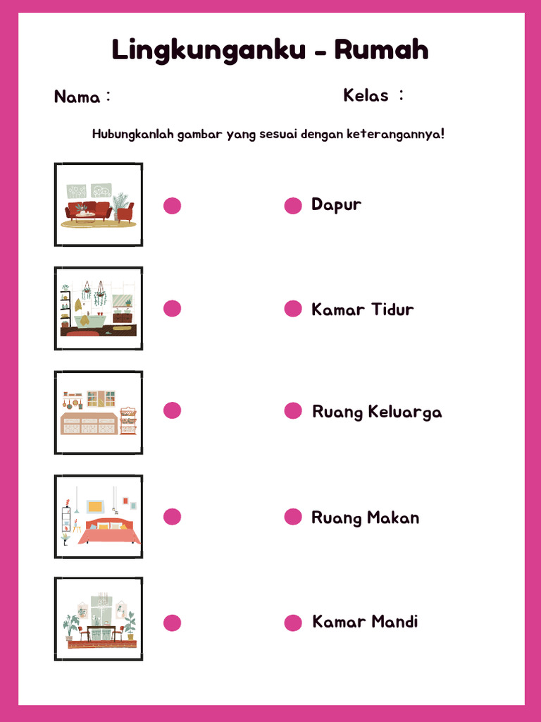 Lembar Kerja TK Tema Lingkunganku - Rumah Merah Sederhana | PDF