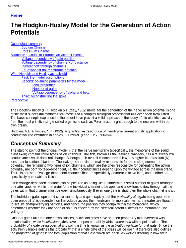 The Hodgkin-Huxley Model Best | PDF The Hodgkin-Huxley Model Best | PDF